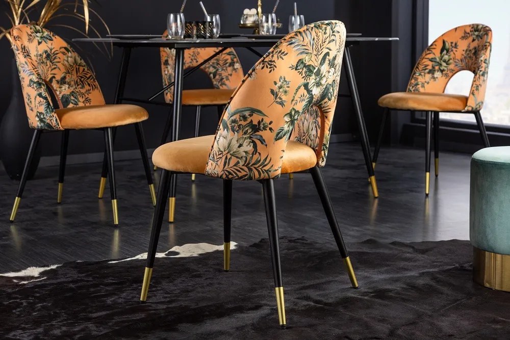 Designová jídelní židle Jalisa žlutý samet