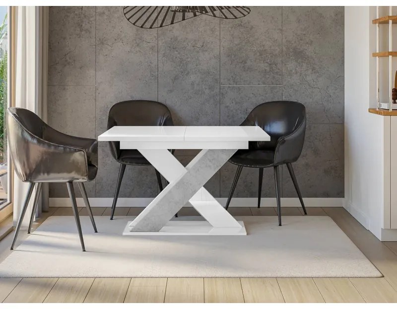 Moderní jídelní stůl Dulcato, Barva: bílý lesk / beton