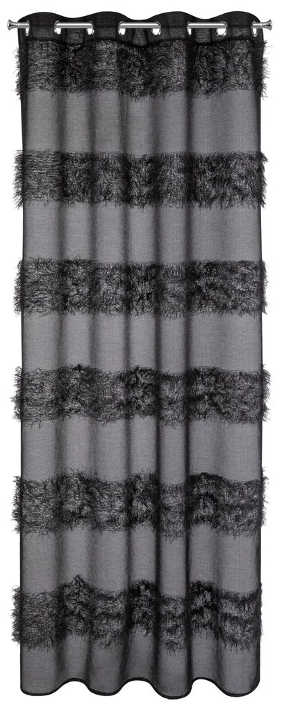 ZÁCLONA NA KROUŽCÍCH MARGARET 140X250 CM ČERNÁ