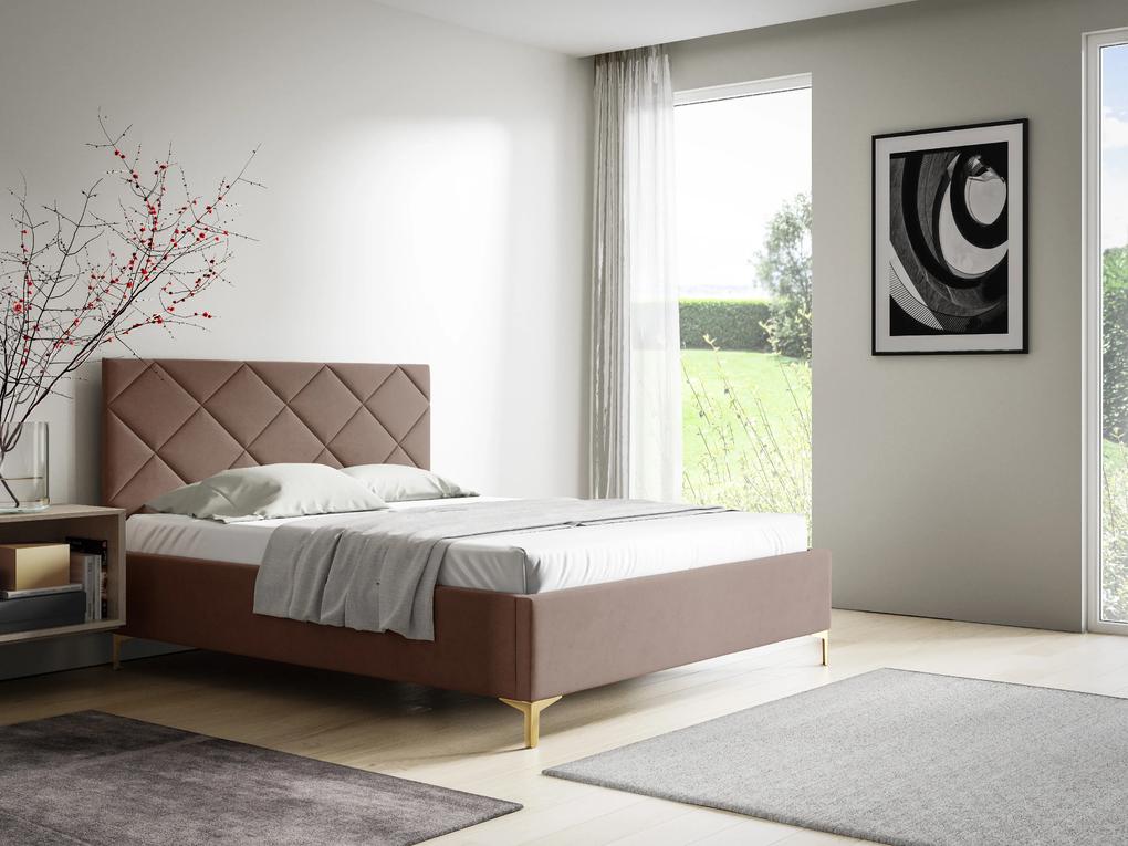 Eka Čalouněná postel DIAMOND+ 140x200 cm Barva látky Trinity: (2323) Tmavá růžová, Úložný prostor: S dřevěným rámem úložného prostoru