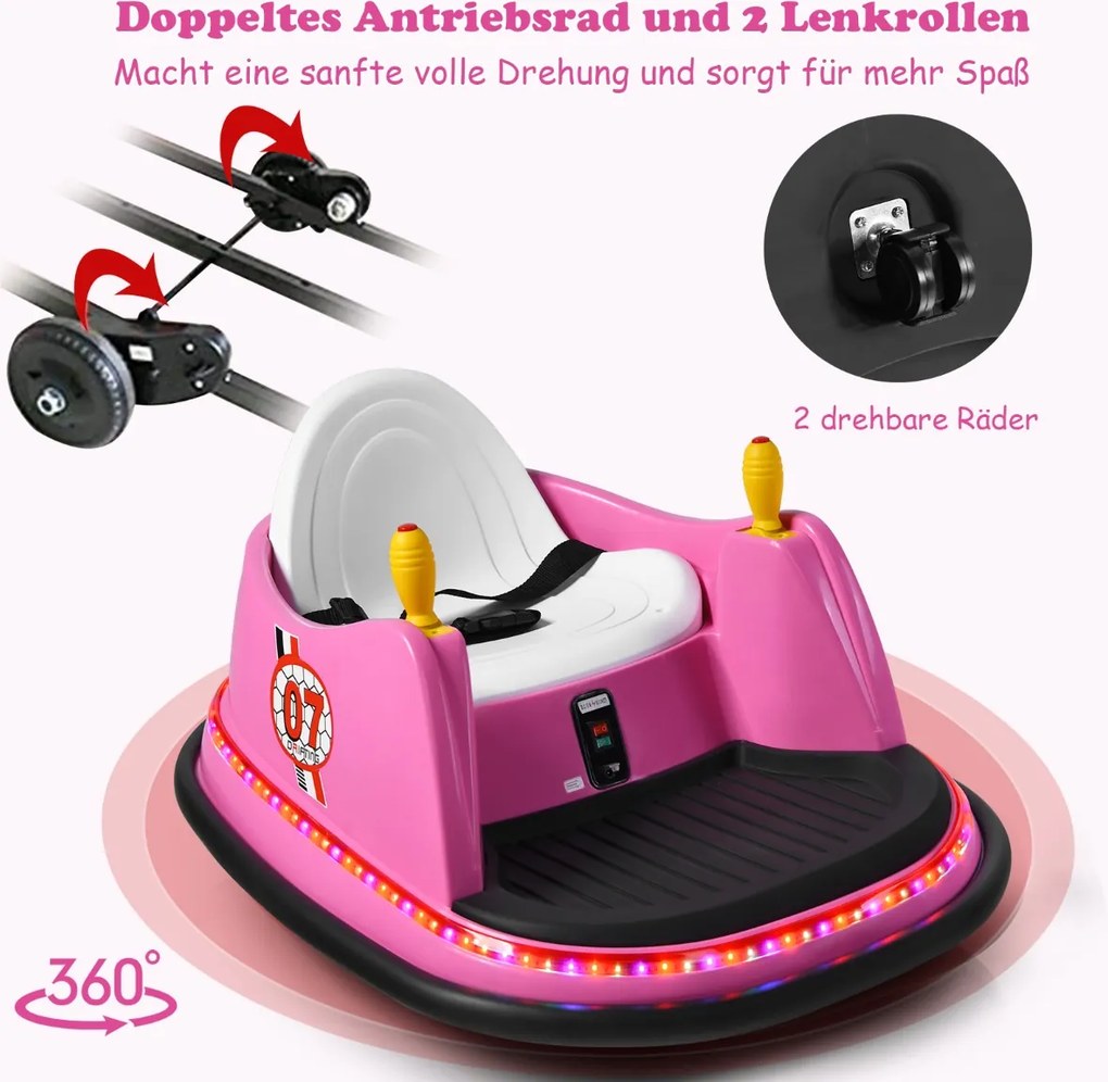Costway 6 V dětské nárazníkové auto s dálkovým ovládáním otočný kruh o 360