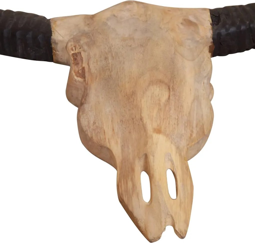 Nástěnná plastika býčí lebky, teak, 69x6x60 cm 244567