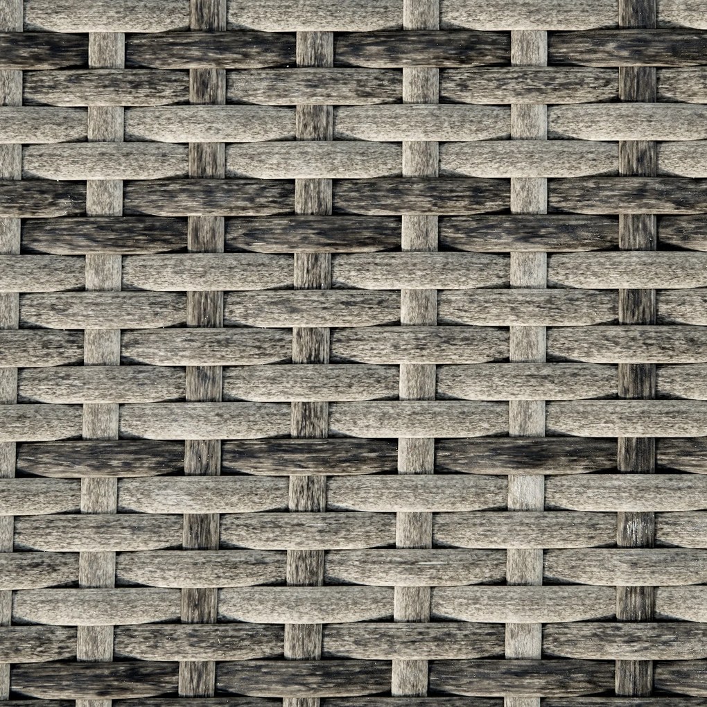 Outsunny Polyratanové Lehátko do Zahrady s Poduškou - 5 Polohové Nastavitelné Lehátko - Zahradní Nábytek ve Tvaru S - Šedý Kov 207 x 70 cm