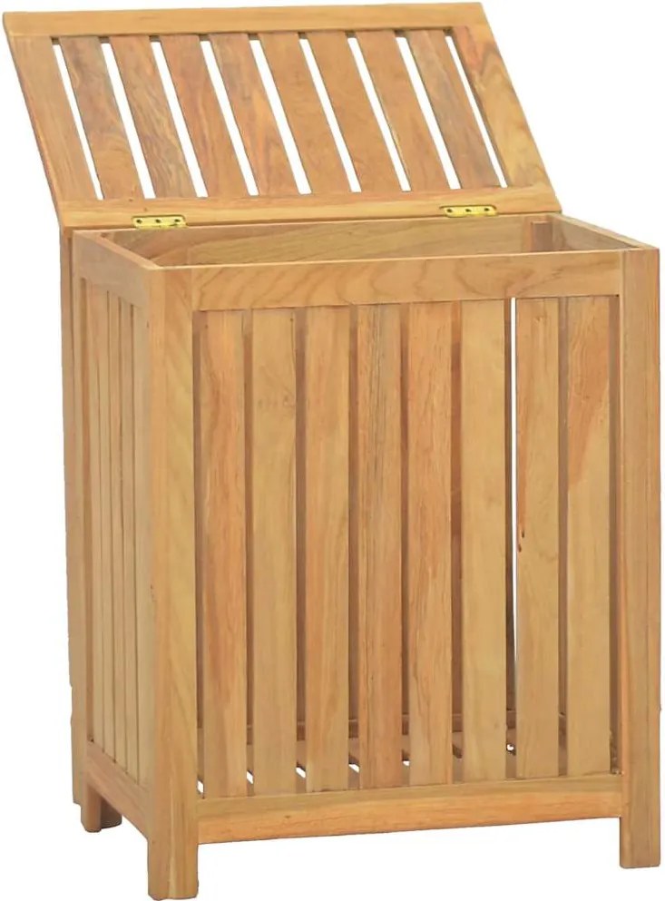 Koš na prádlo 50 x 35 x 60 cm masivní teakové dřevo 340759