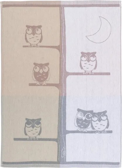 Bellatex Kuchyňská utěrka 1 ks 50x70 cm Sova Béžová