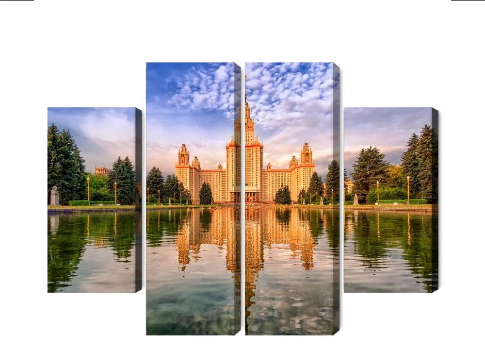 Vícedílný obraz Pohled Na Budovu Moskevské Státní Univerzity Nedostatek Nedostatek Přírodní plátno 120x90