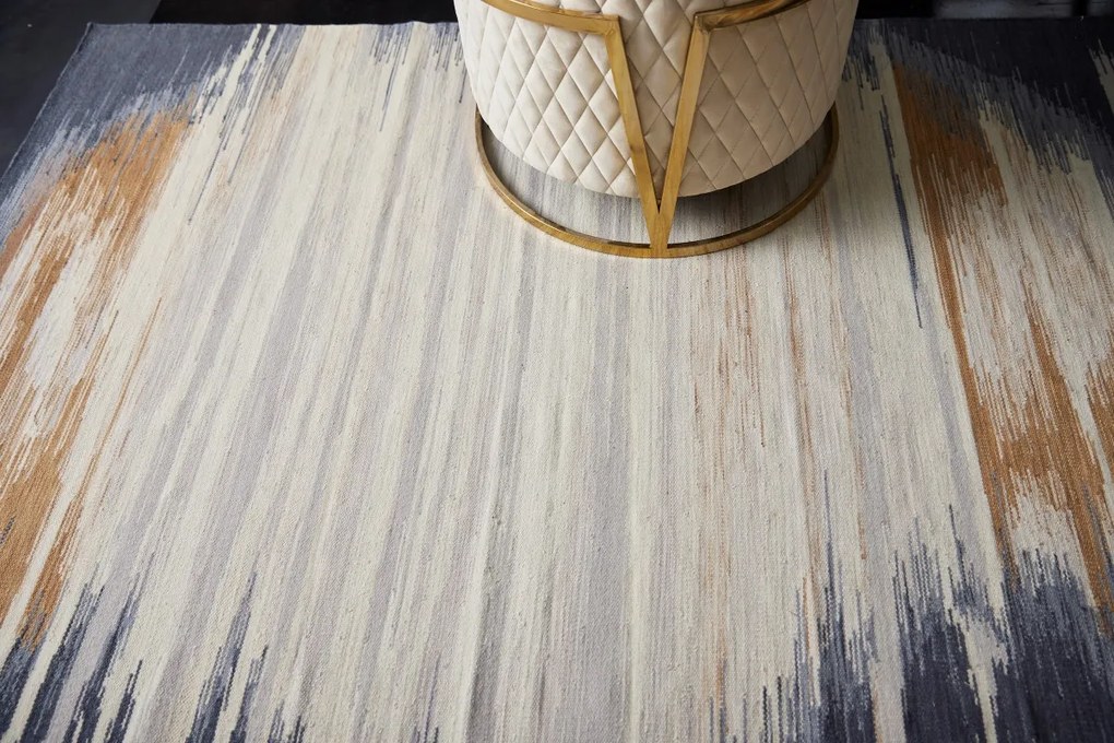 Diamond Carpets India, Ručně vázaný kusový koberec Ombre Paris DESP HL64 Ivory Charcoal, 80x150, vícebarevná, chodba / předsíň