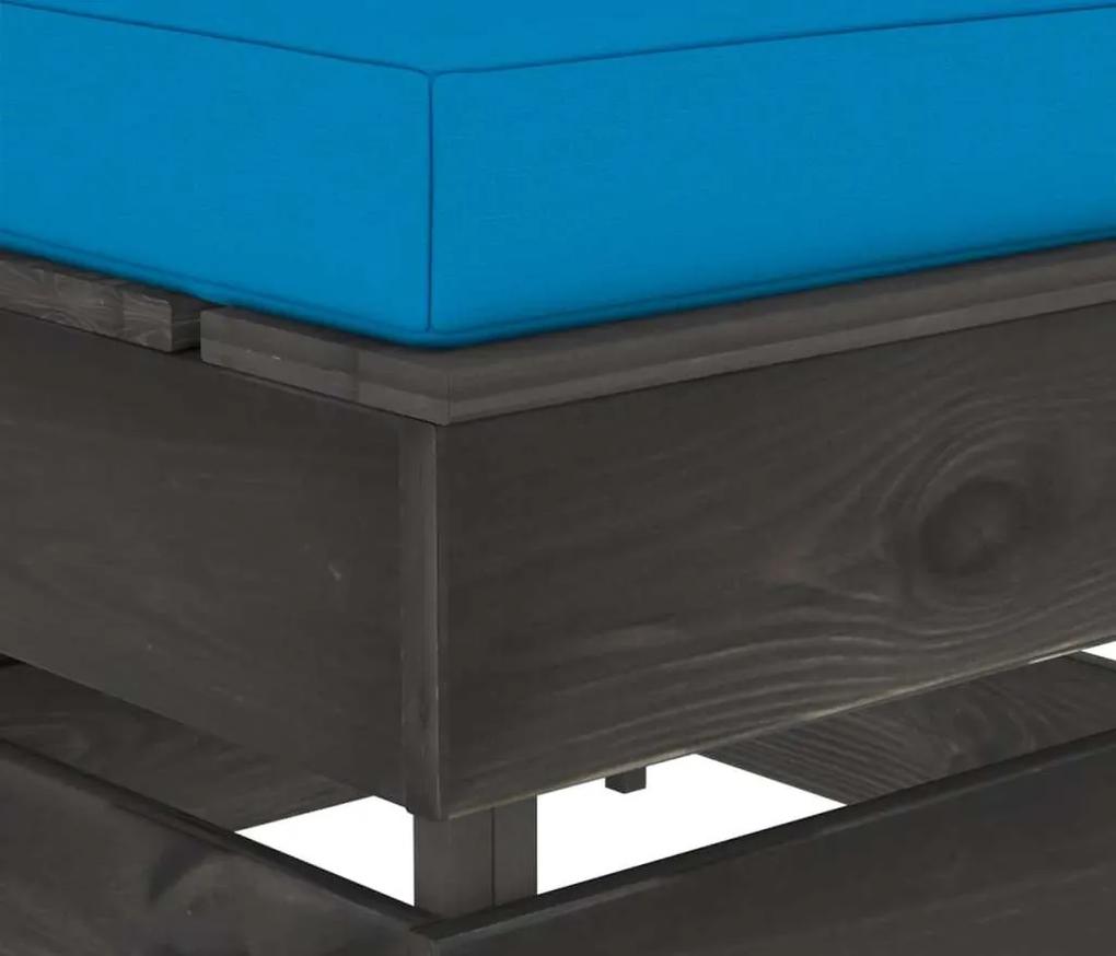 vidaXL Dílčí středová pohovka s poduškami šedě impregnované dřevo [3068124] Barva: Světle modrá a hnědá