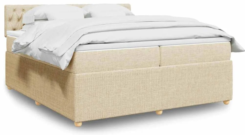 Box spring postel s matrací krémová 200x200 cm textil 3287575