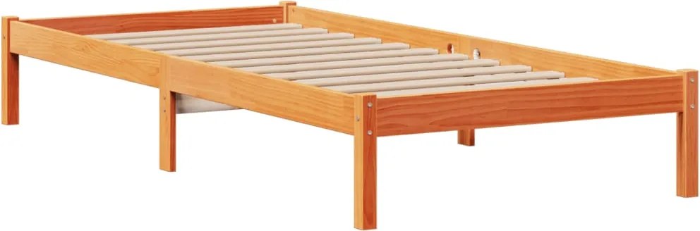 Postel s knihovnou bez matrace hnědá 100x200 cm masiv borovice 3321642