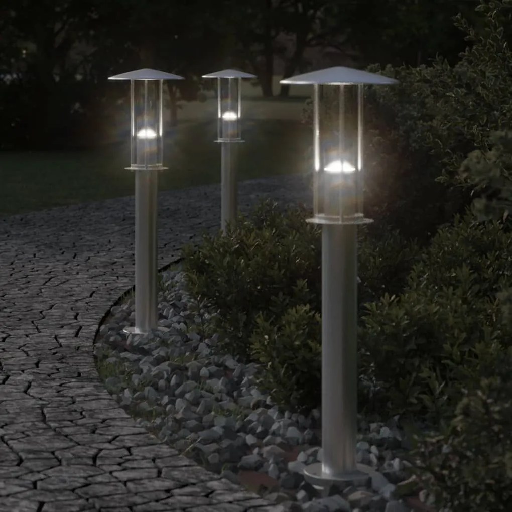 Venkovní stojací lampa stříbrná 60 cm nerezová ocel