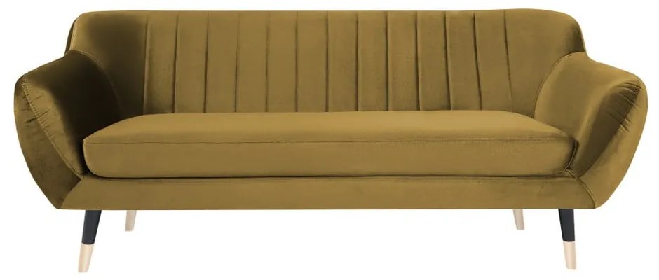 Hořčicově žlutá pohovka s černými nohami Mazzini Sofas Benito, 188 cm