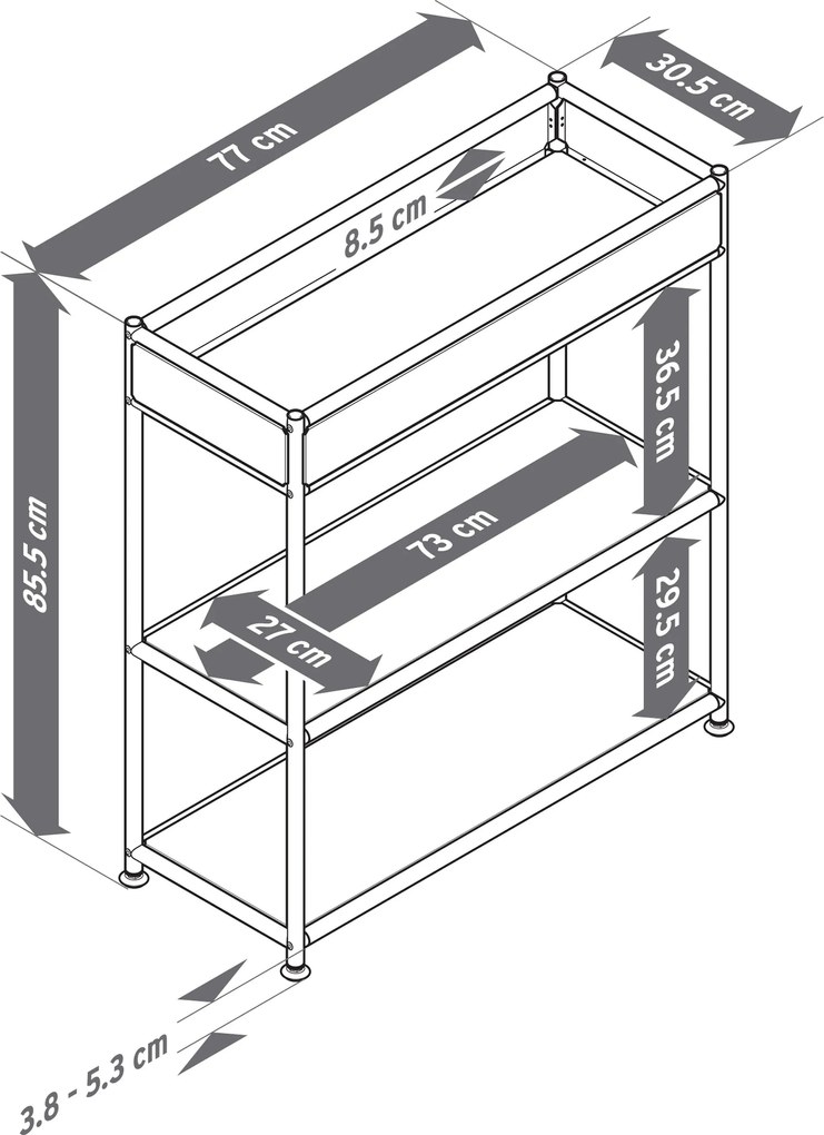 Tchibo - Kovová konzola »Cn3 Slim Line« s policí, hnědošedá
