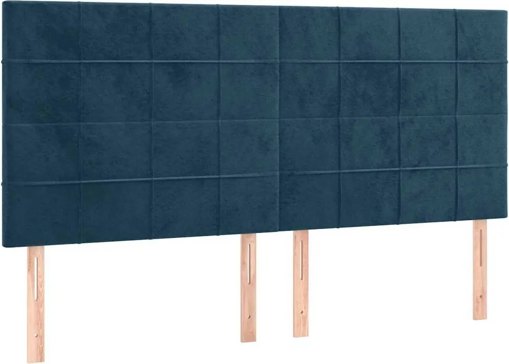 Box spring postel s matrací a LED tmavě modrá 200x200 cm samet 3136147
