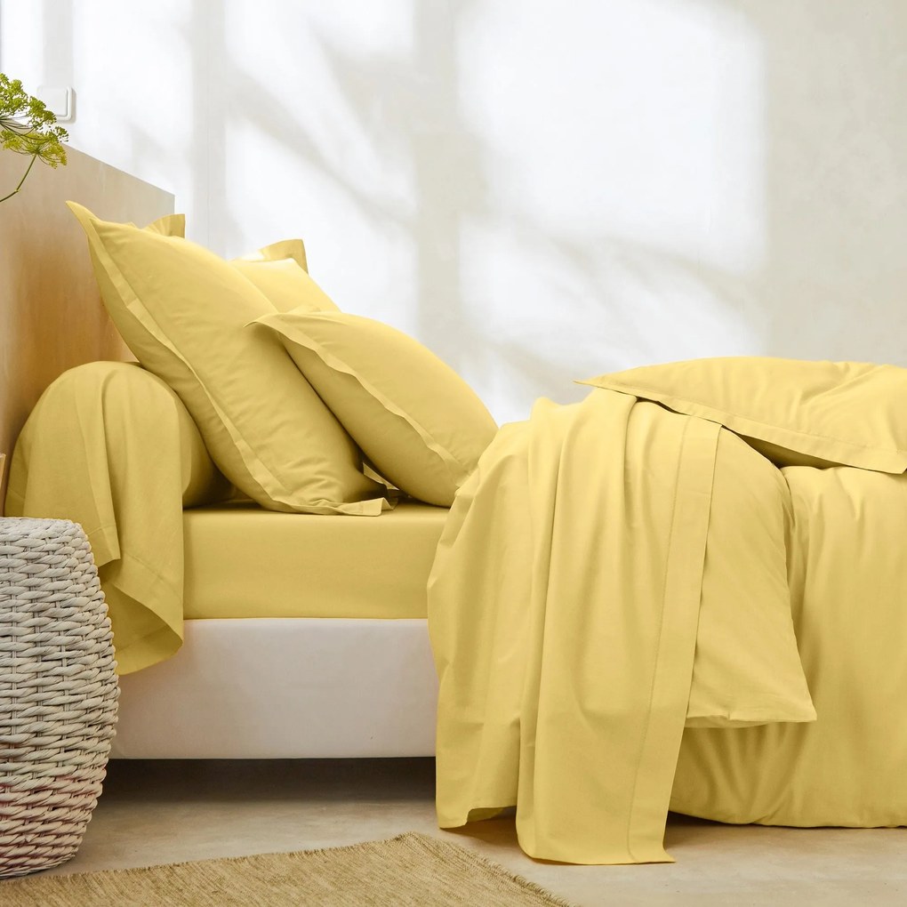 Blancheporte Povlečení, bavlna a Lyocell světle žlutá povlak na polštář 63x63cm+lem