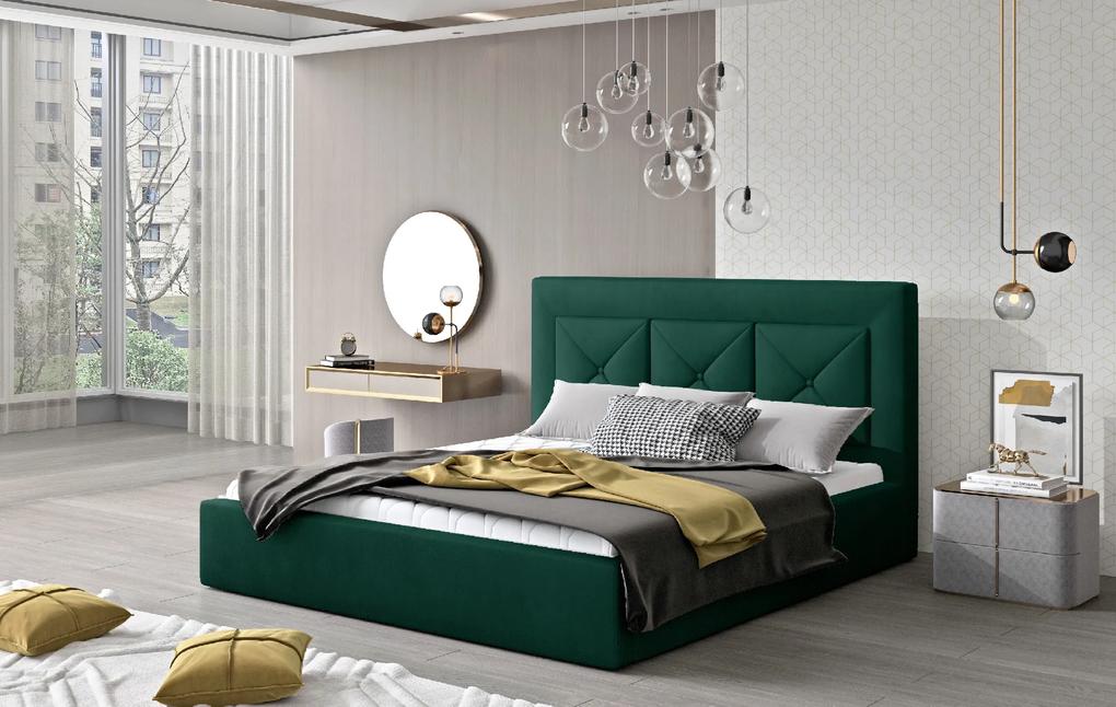 Eltap Čalouněná postel Cloe Materiál a barva potahu: Kronos 19 - tmavě zelená, Rozměry (cm): 140x200