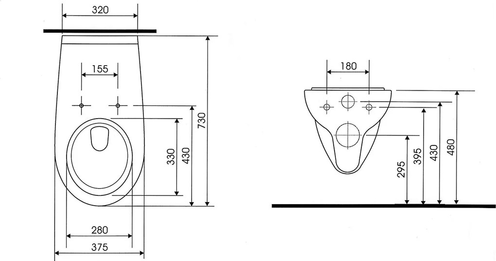 Sapho Sapho, HANDICAP WC závěsné prodloužené, Rimless, 37,5x73cm, bílá, K670-002