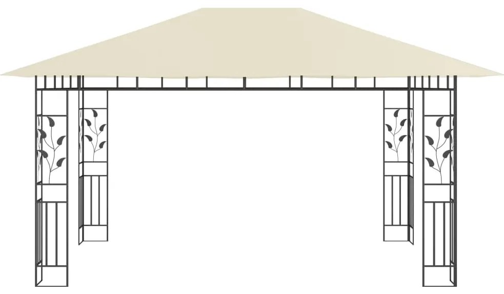 vidaXL Marketos Altán s moskytiérou a světelnými LED řetězy 4x3x2,73 m krémový