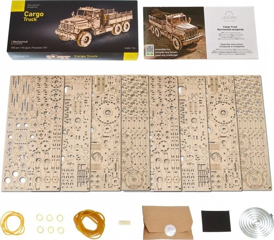Hračka Ugears 3D dřevěné mechanické puzzle Nákladní auto CARGO [6950385]