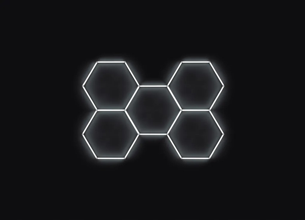 Escape6 Kompletní Led hexagonové svítidlo bílé 4500 K, 5 elementů 238x168cm