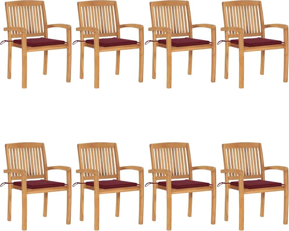 Stohovatelné zahradní židle s poduškami 8 ks masivní teak 3073249