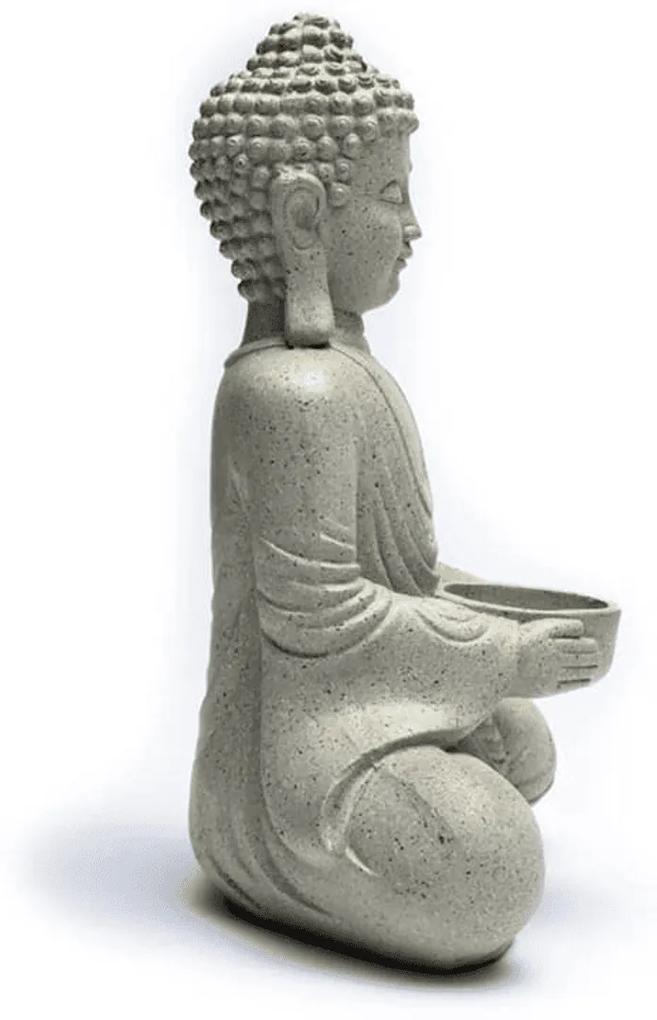 Milujeme Kameny Meditující Buddha - svícen Feng Shui - šedý