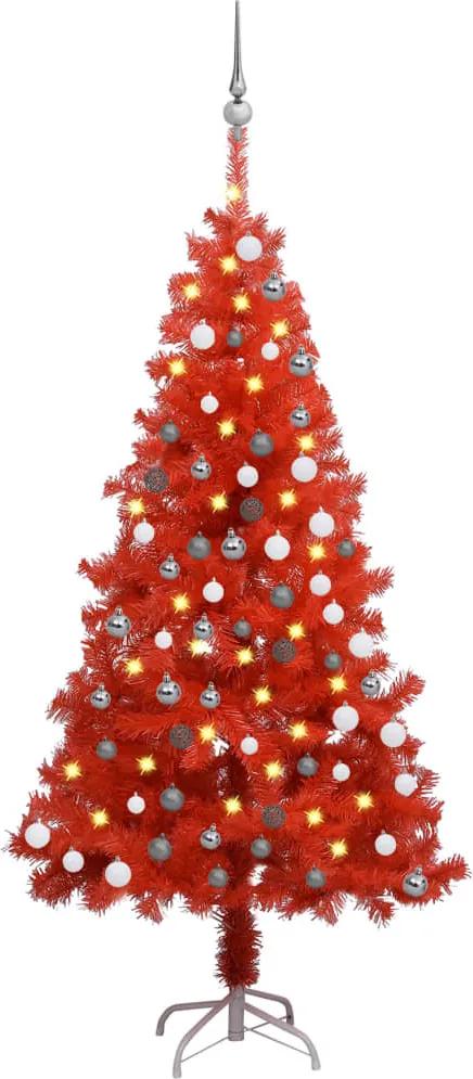 vidaXL Umělý vánoční stromek s LED a sadou koulí 120 cm PVC [3077497] Barva: zlatá