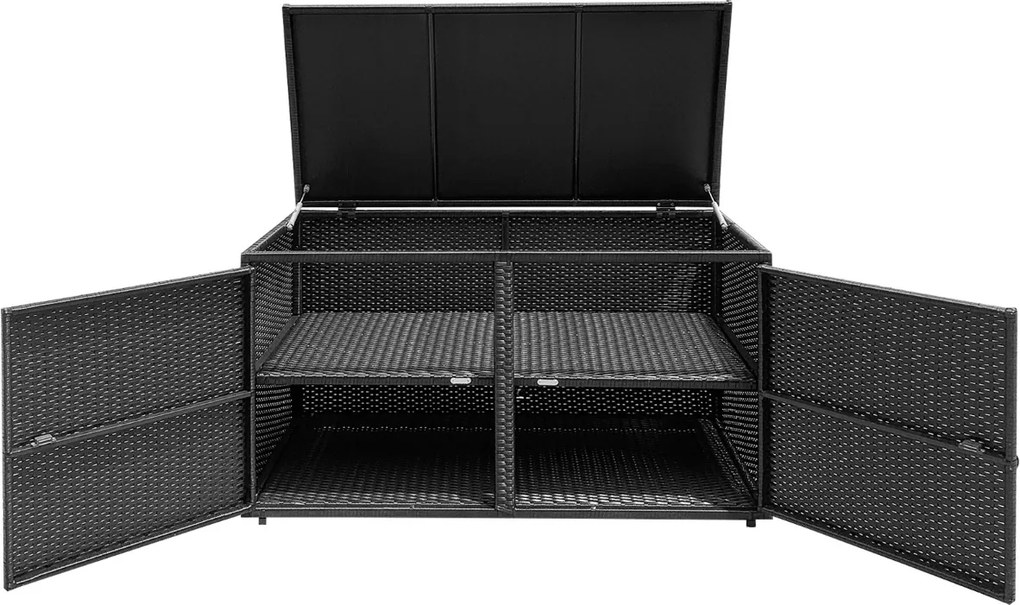 Costway Ratanový terasový box s objemem 335 l – 115 × 60 × 65 cm, šedá