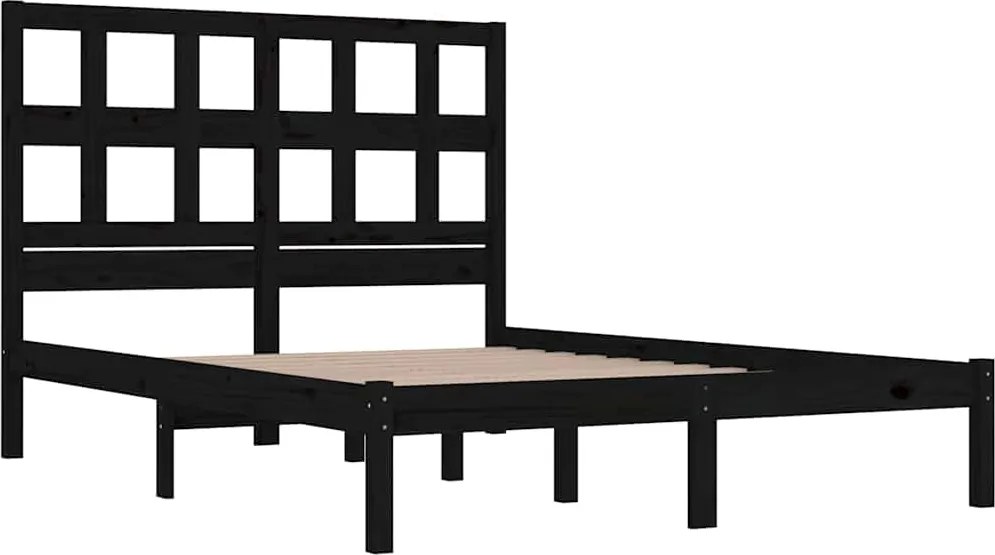 Rám postele černý masivní borovice 200 x 200 cm 3104502