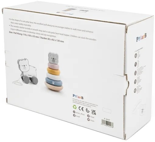 Dřevěný tahací medvídek s pyramidou Viga 44227 PolarB