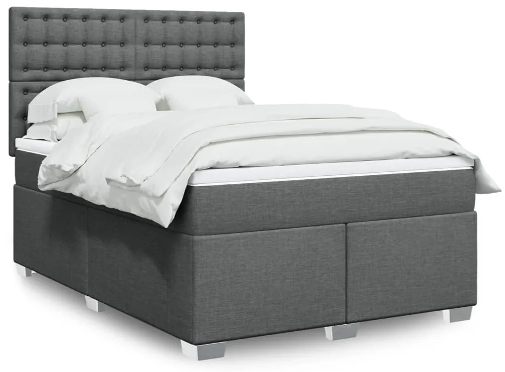 Box spring postel s matrací tmavě šedá 160x200 cm textil 3292854
