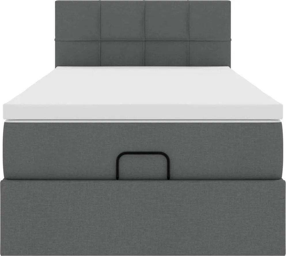 Osmanský rám postele s matrací tmavě šedá 100x200cm textil 3311436