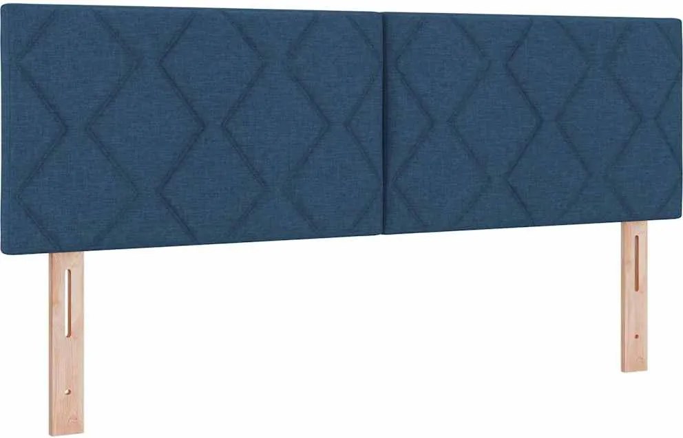 Postel s boxspringem s čelo Modrá 140 x 190 cm textil 3340275