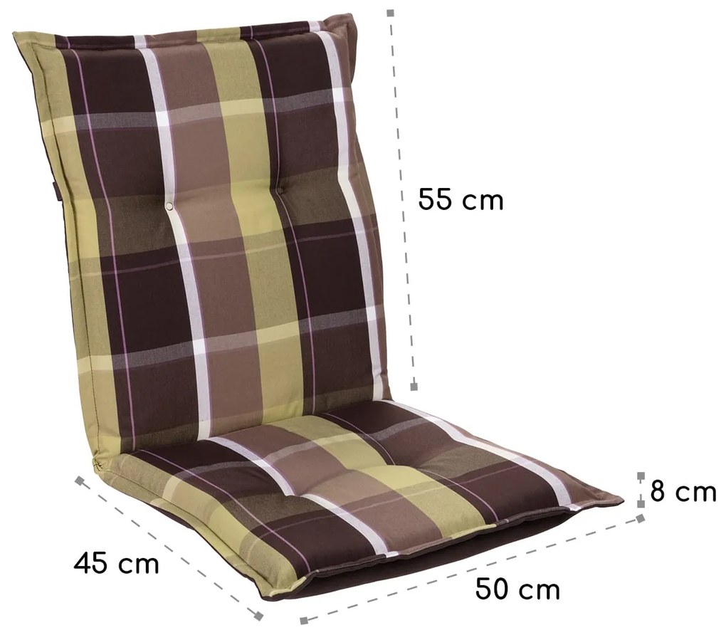 Prato, čalouněná podložka, podložka na židli, podložka na nižší polohovací křeslo, na zahradní židli, polyester, 50 x 100 x 8 cm, 2 x čalounění