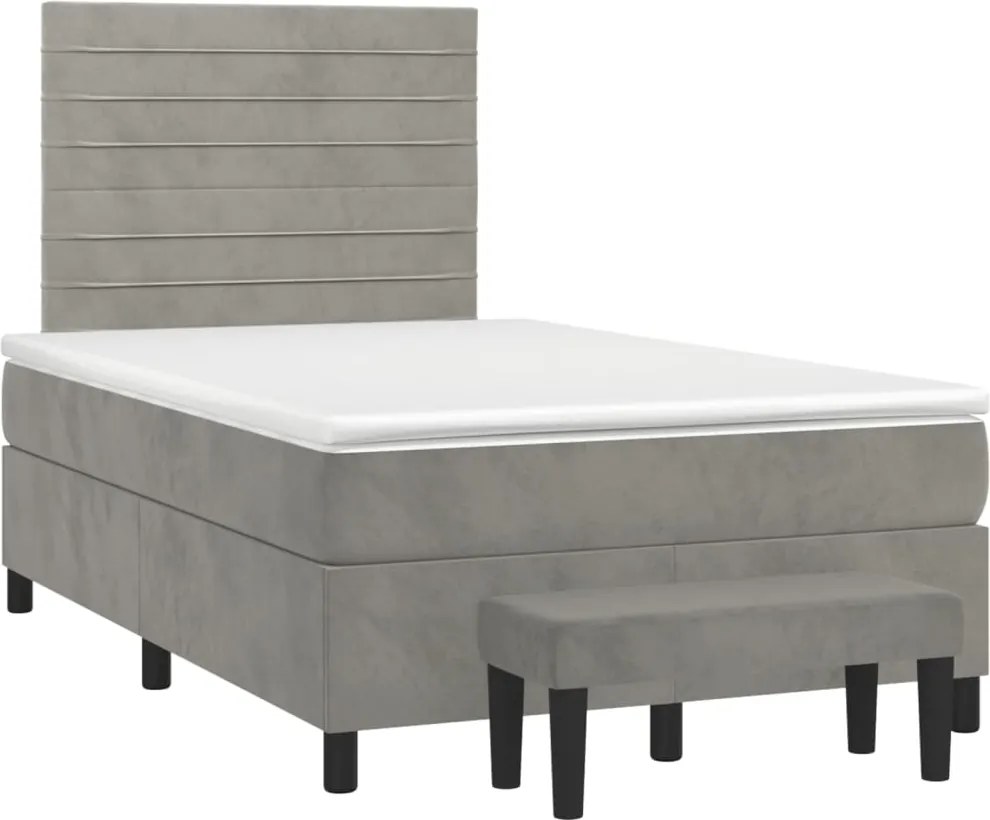 Box spring postel s matrací světle šedá 120 x 200 cm samet 3137893