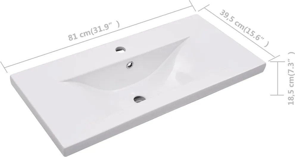 Zabudované umyvadlo 81 x 39,5 x 18,5 cm keramika bílé 145062