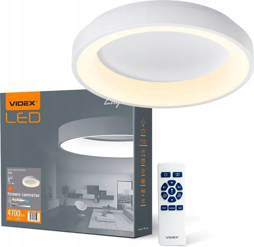 Stropní Led svítidlo VIDEX-LED-EDGE-RC-72W-BÍLÉ