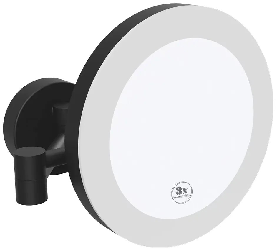 Sapho Sapho, X-ROUND BLACK závěsné kosmetické zrcadlo LED, průměr 200mm, černá, XR016B
