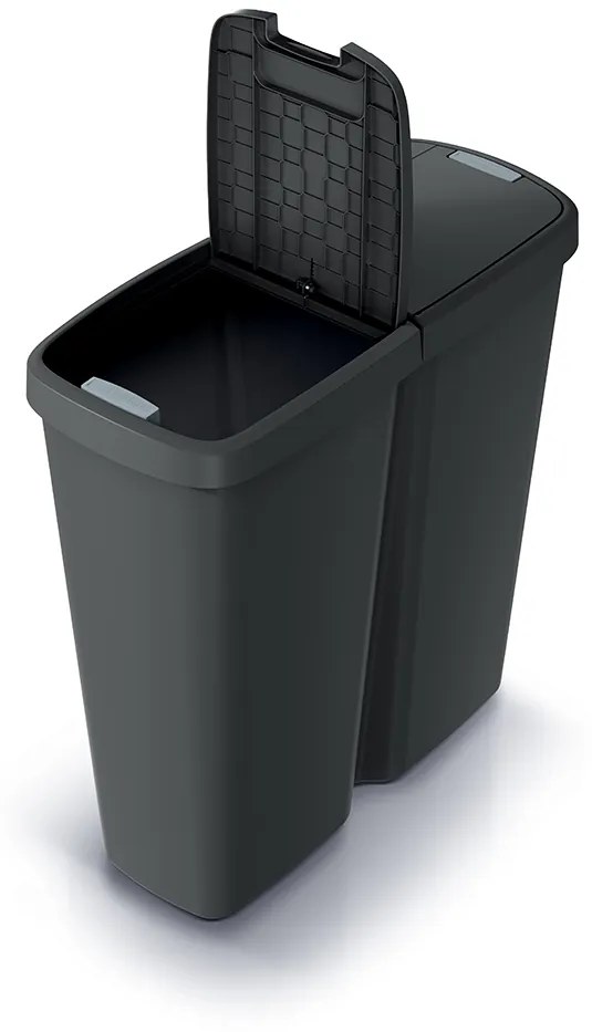 PRO Odpadkový koš COMPACTA Q DUO recyklovaný černý s černým víkem, objem 50l