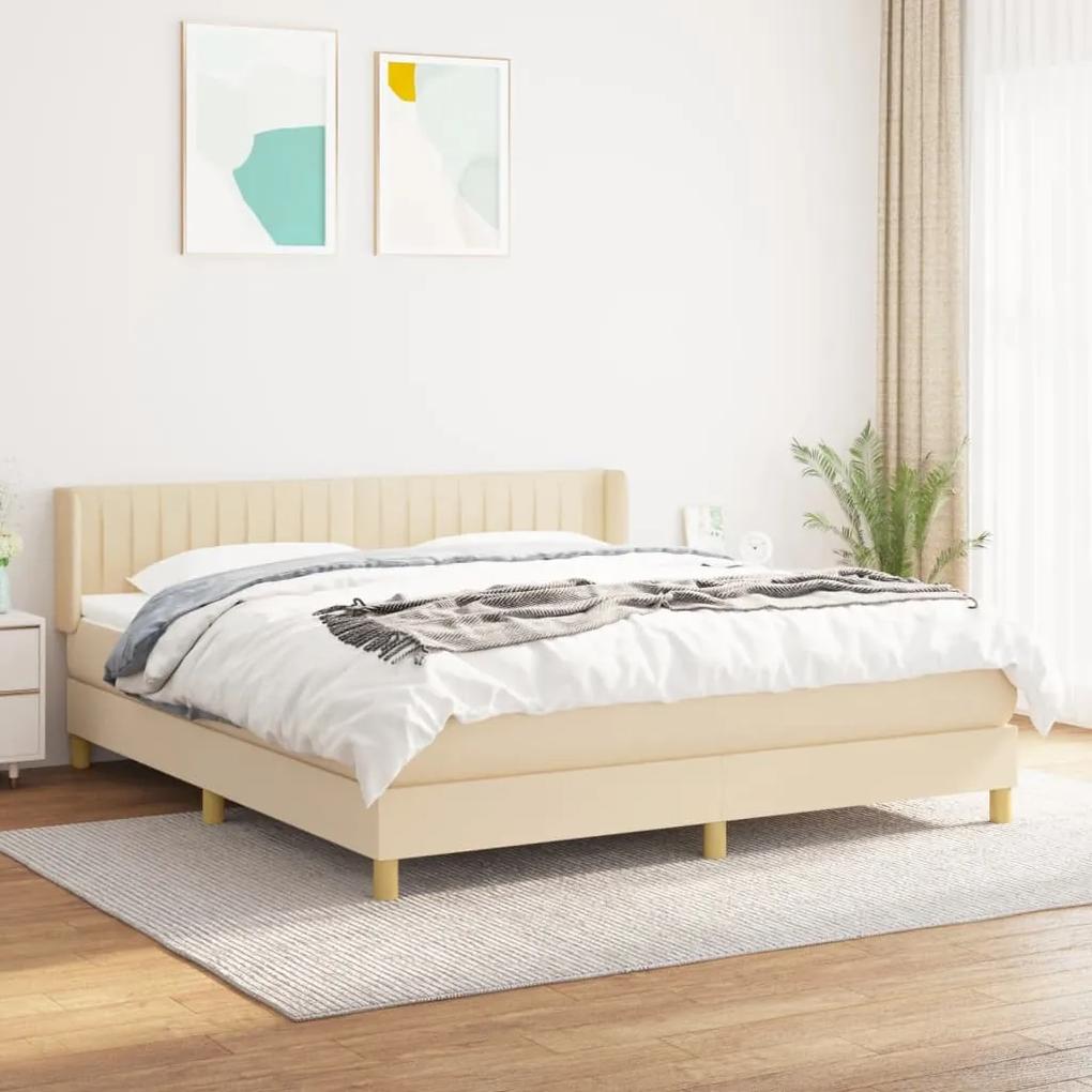 Box spring postel s matrací krémová 180x200 cm textil,  3130454