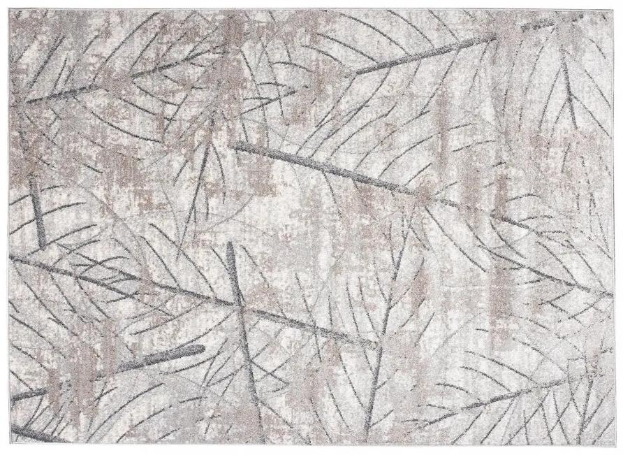 Moderní béžový koberec s motivem jemných lístků Šířka: 80 cm | Délka: 150 cm