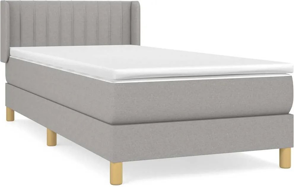 Box spring postel s matrací světle šedý 100 x 200 cm textil 3130409