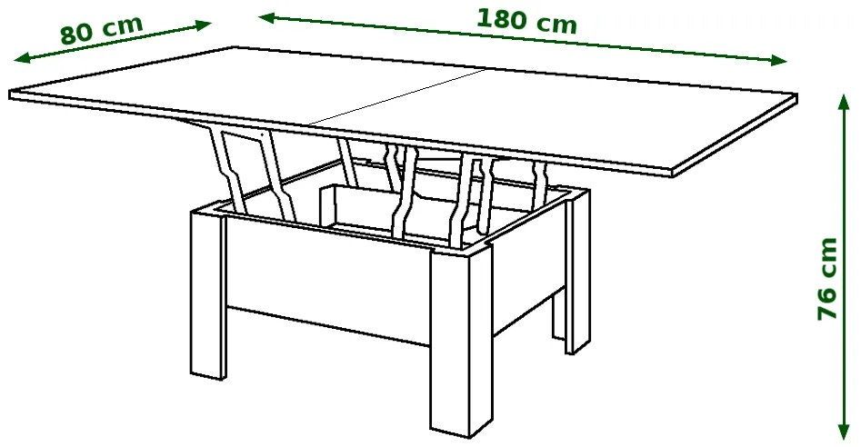 OSLO dub sonoma tabac, rozkládací, zvedací konferenční stůl, stolek