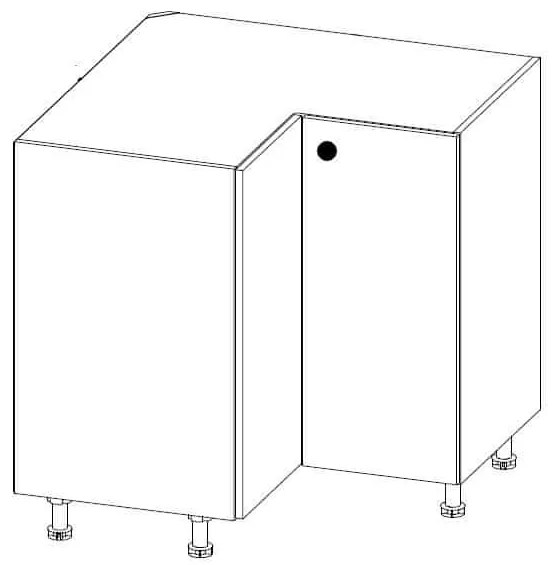 Nejlevnější nábytek MISAEL dolní rohová skříňka D90N pravá, korpus bílý, dvířka borovice andersen