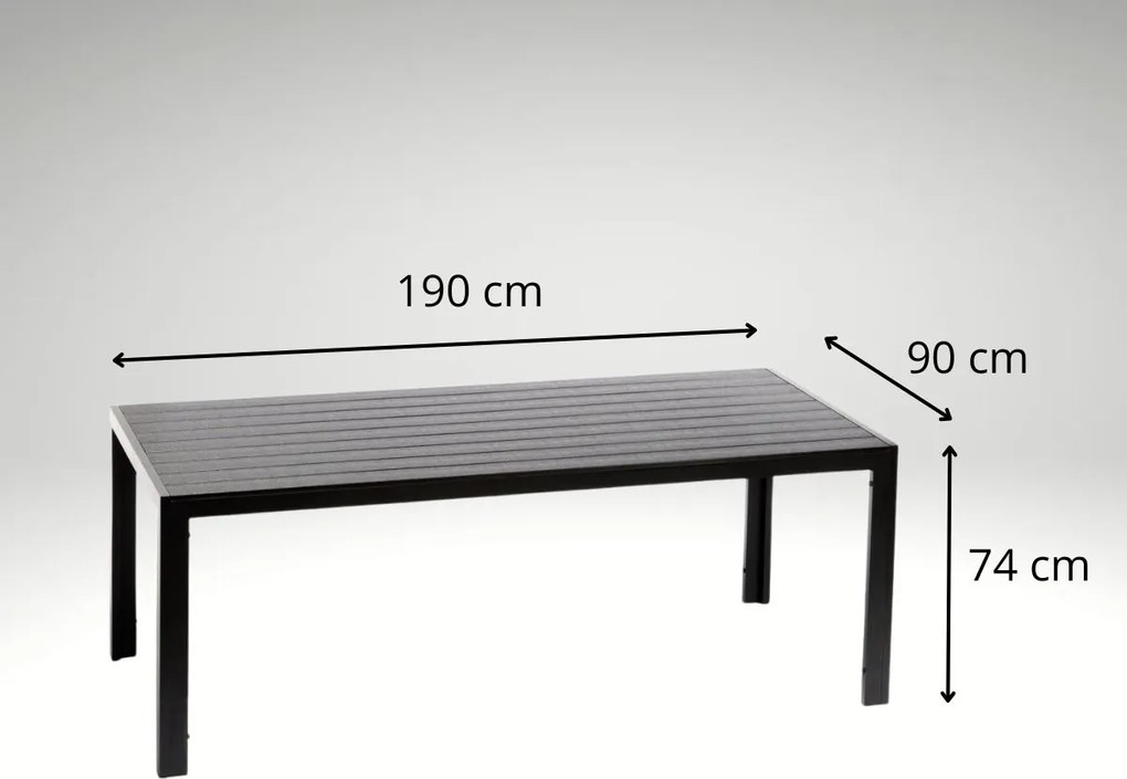 Vikio Zahradní set 190x90 pro 8 osob V138-190 černá