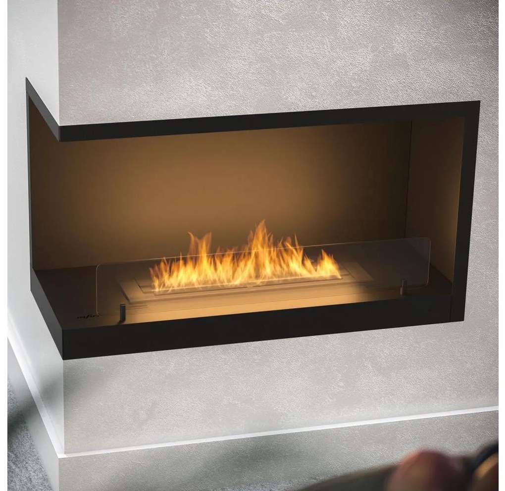 InFire - Rohový BIO krb 80x45 cm  3kW černá INSIDE L 800V2