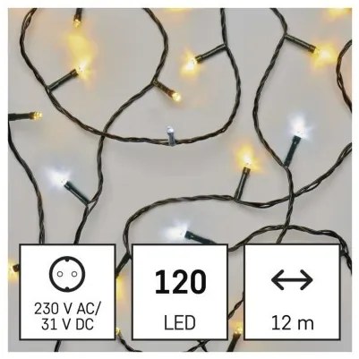 LED vánoční řetěz Blick s časovačem 12 m teplá/studená bílá