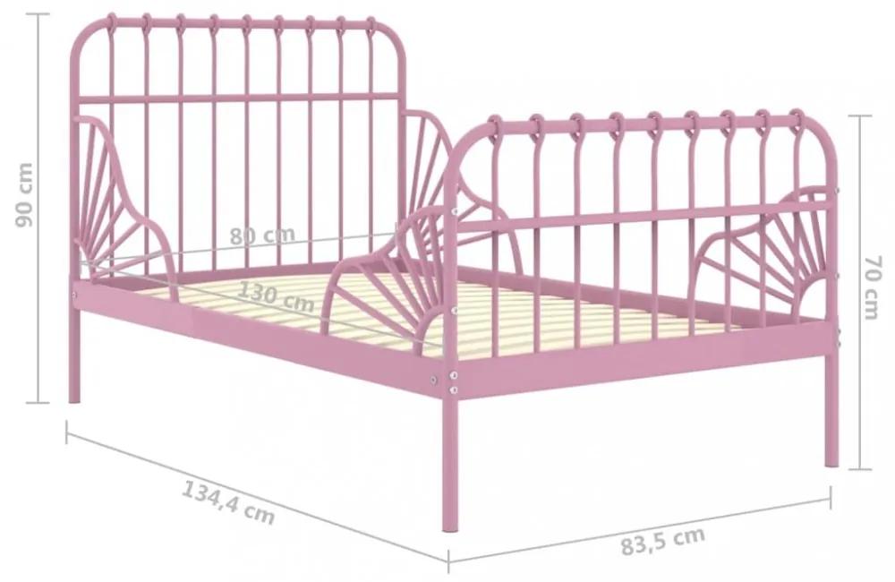 Dětská rostoucí postel 80x130/200 Dekorhome Růžová