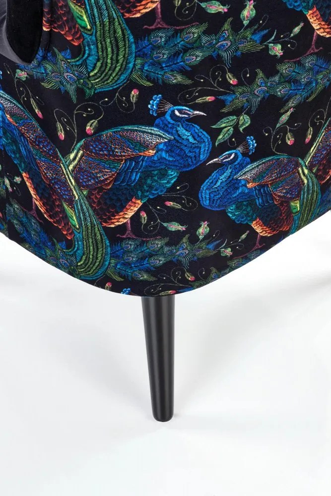 Relaxační křeslo ušák PAGONI — masiv, látka černá Halmar