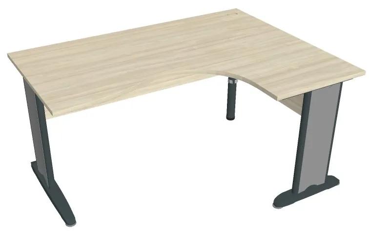 Stůl ergo vlna levý 160×120/80 cm - Hobis Cross CE 2005 L Dekor stolové desky: akát, Dekor lamino podnože: akát, Barva nohou: černá